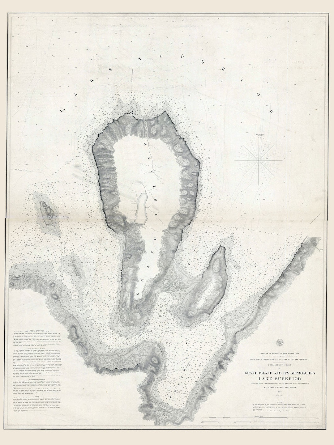 1862 Nautical Map of Grand Island Lake Superior - Etsy