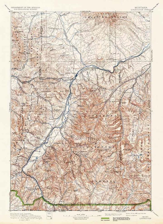 1893 Topo Map of Livingston Montana Absaroka National Forest - Etsy