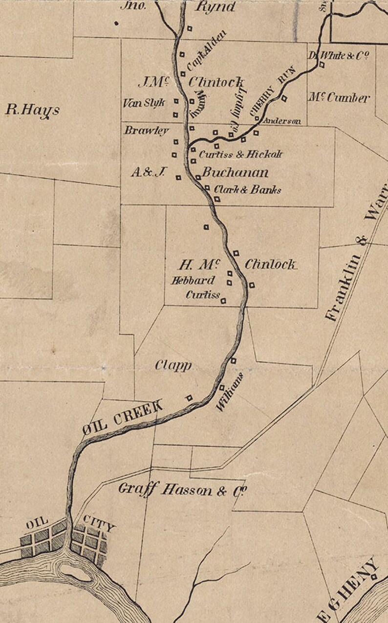 1864 Map of the Oil Region Venango County Pennsylvania - Etsy