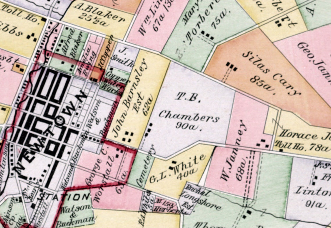 1891 Map of Newtown Township Bucks County Pennsylvania - Etsy