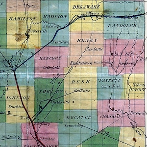 1850 Map of Indiana Railroads - Etsy