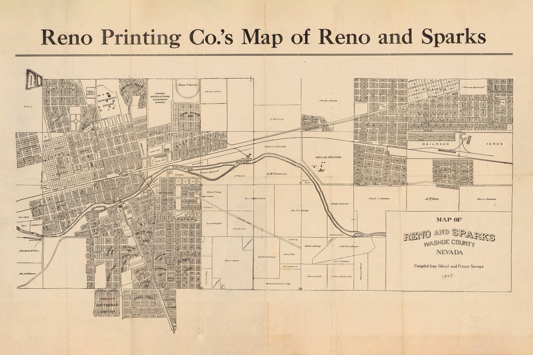 1907 Map of Reno and Sparks Washoe County Nevada - Etsy