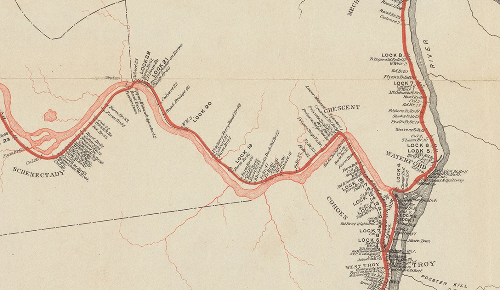 1881 Map of the Erie Canal Eastern Division | Etsy