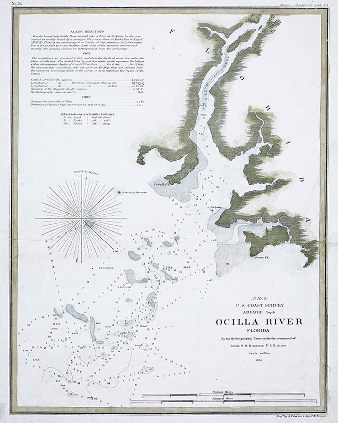 1855 Nautical Map of the Ocilla River Florida - Etsy