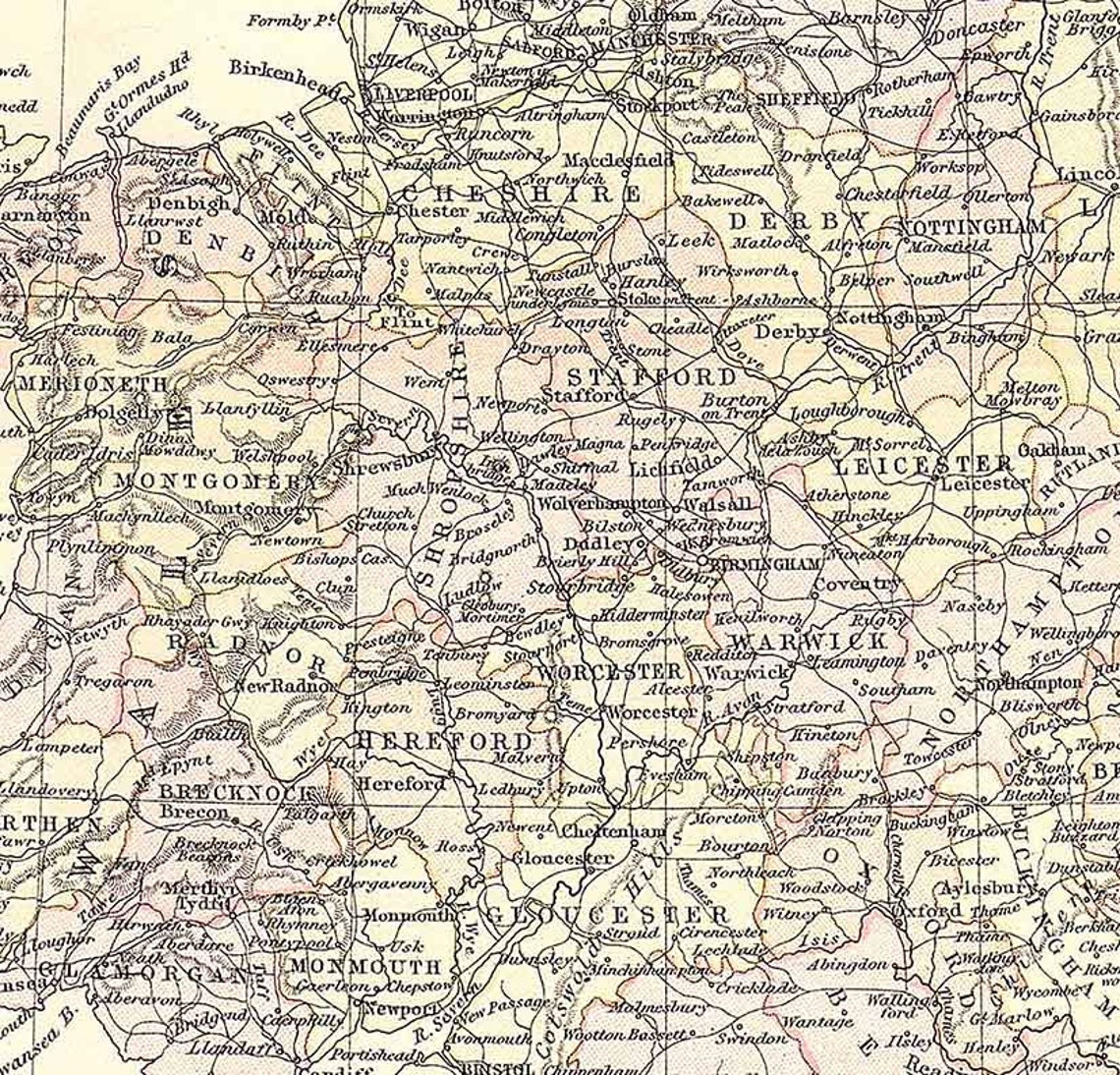 1885 Map of England and Wales | Etsy