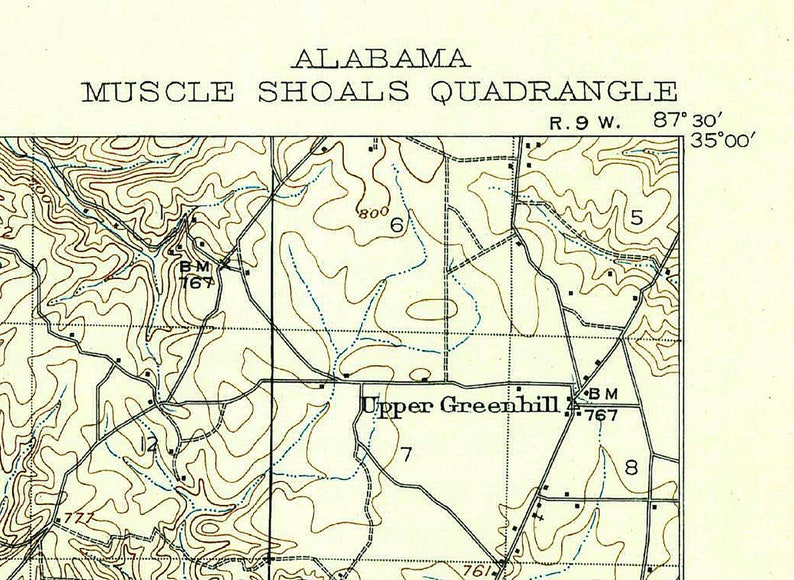 1916 Topo Map of Muscle Shoals Alabama Quadrangle Florence - Etsy