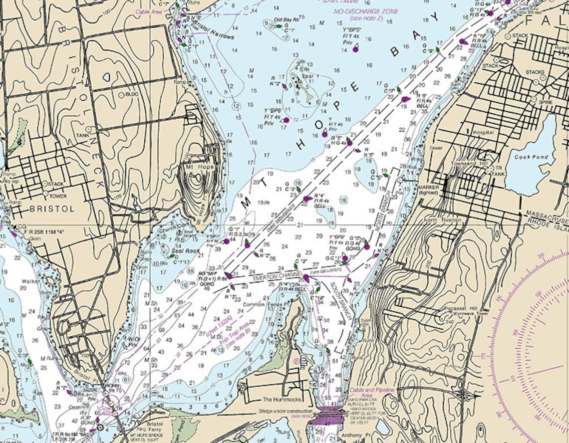 2016 Nautical Map of Narragansett Bay Rhode Island - Etsy