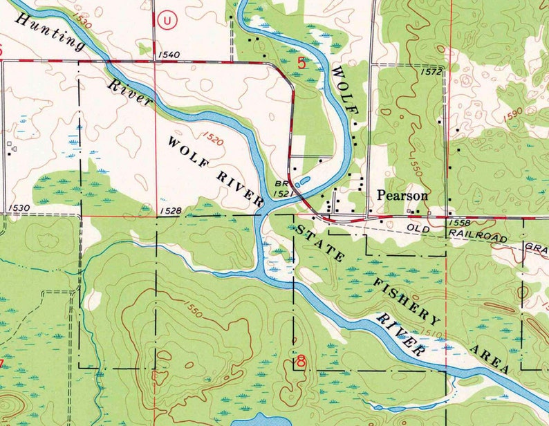1973 Topo Map of Pearson Wisconsin Quad Game Lake Jack Lake - Etsy