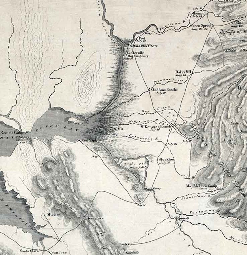 1849 Map of Mining Districts California - Etsy