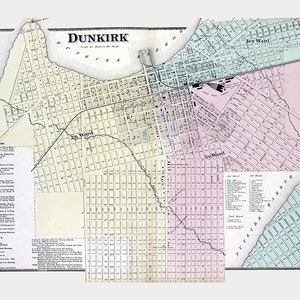 1867 Town Map of Dunkirk Chautauqua County New York - Etsy