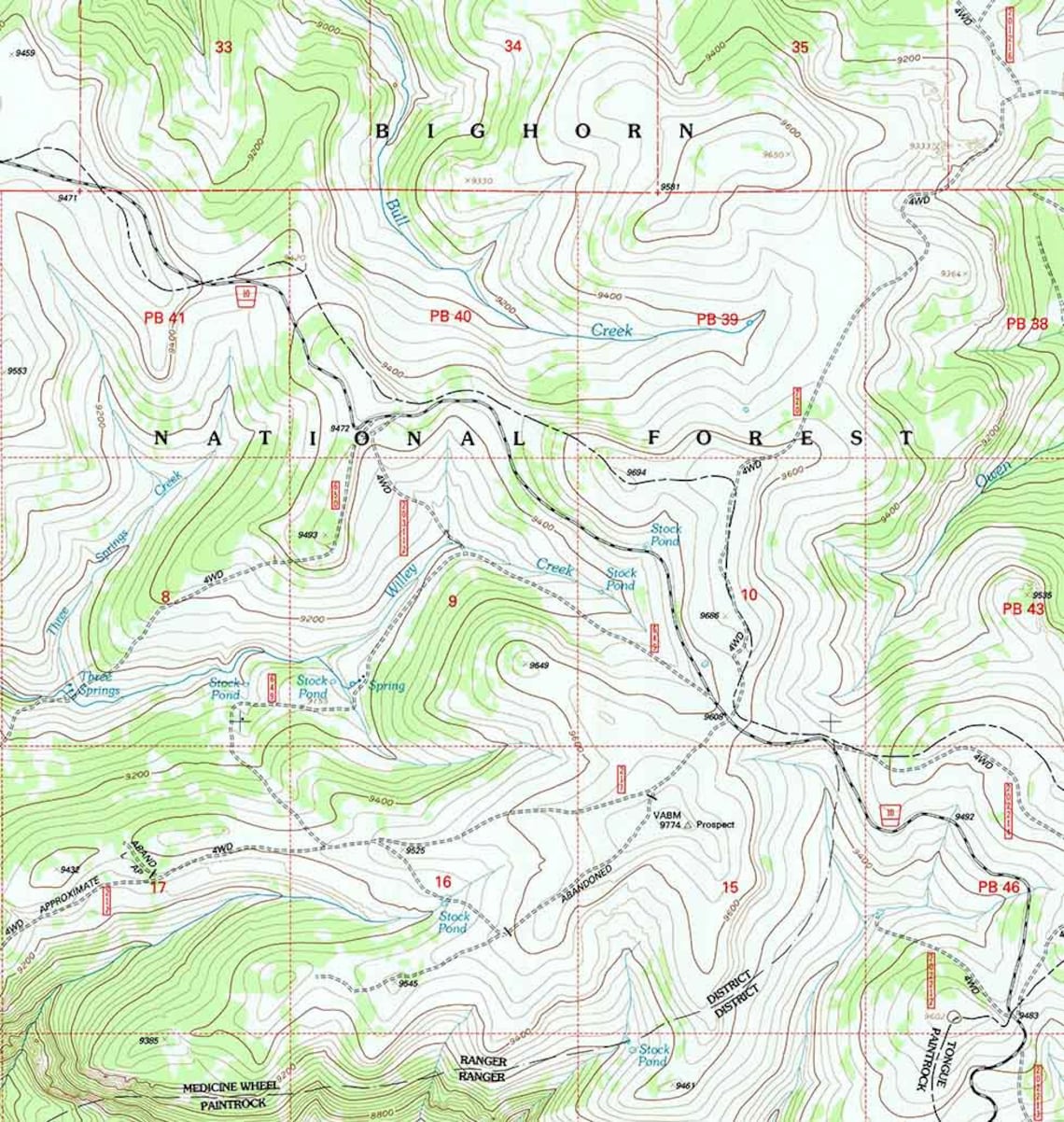 1993 Topo Map of Granite Pass Wyoming WY Bighorn Forest - Etsy