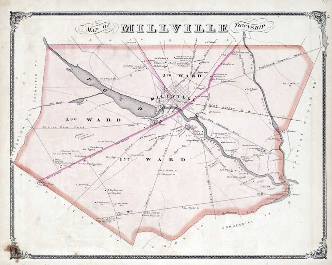 1876 Map of Millville Township Cumberland County New Jersey - Etsy