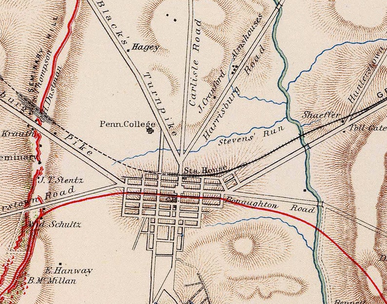 1863 Map of Gettysburg Pennsylvania Civil War - Etsy