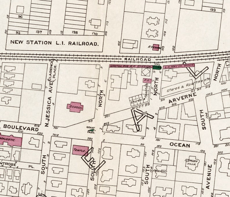 1908 Town Map of Arverne New York City New York - Etsy