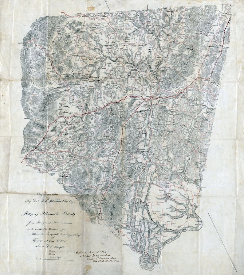 1864 Map of Albemarle County Virginia Family Names Genealogy - Etsy