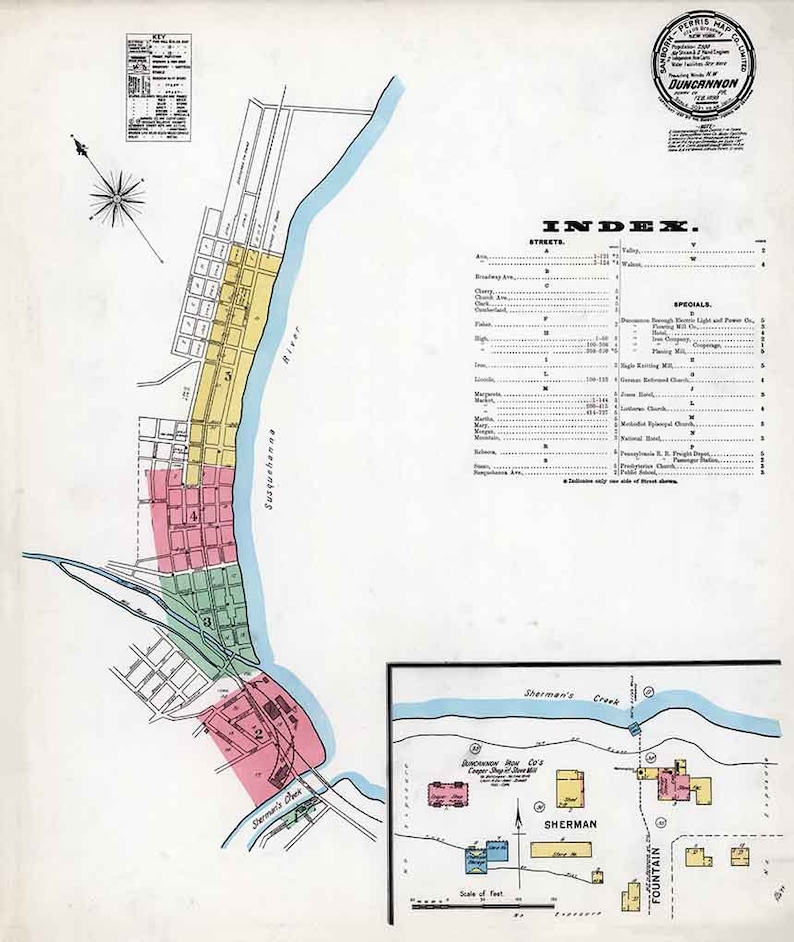 1899 Town Map of Duncannon Perry County Pennsylvania - Etsy Canada