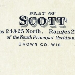 1889 Map of Scott Township Brown County Wisconsin - Etsy