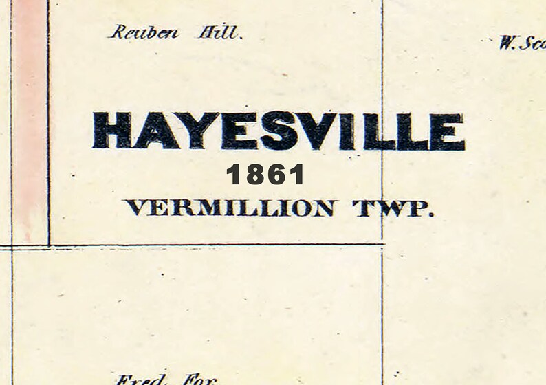 1861 Town Map of Hayesville Ashland County Ohio - Etsy