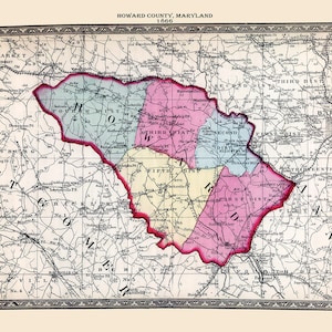 1866 Map of Howard County Maryland - Etsy