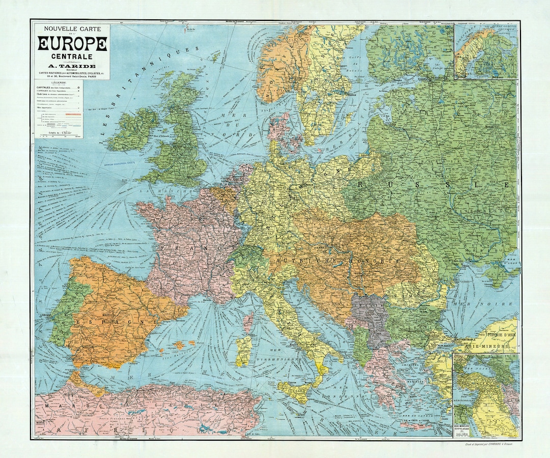 1918 Map of Europe - Etsy