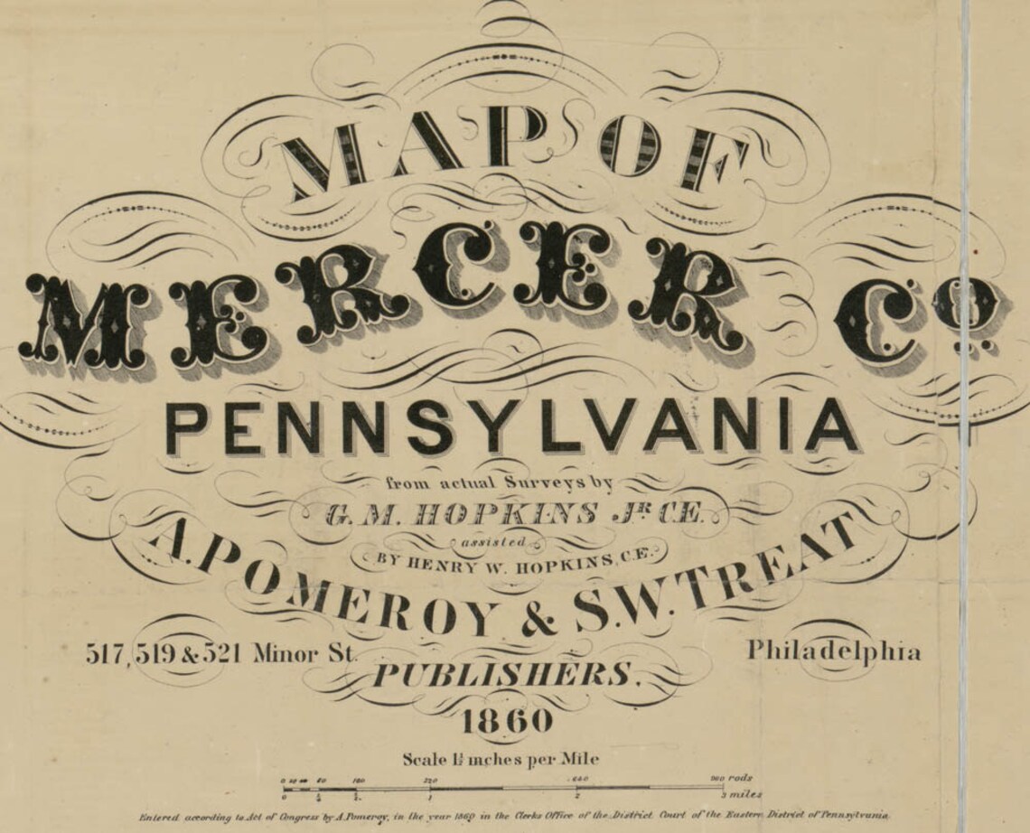 1860 Farm Line Map of Mercer County Pa From Actual Surveys - Etsy Israel