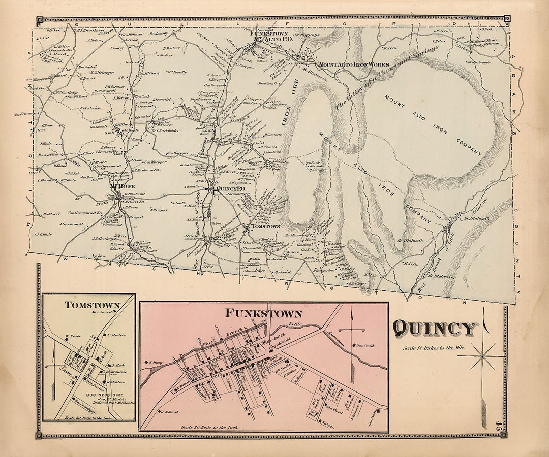 1868 Map of Quincy Township Franklin County Pennsylvania - Etsy