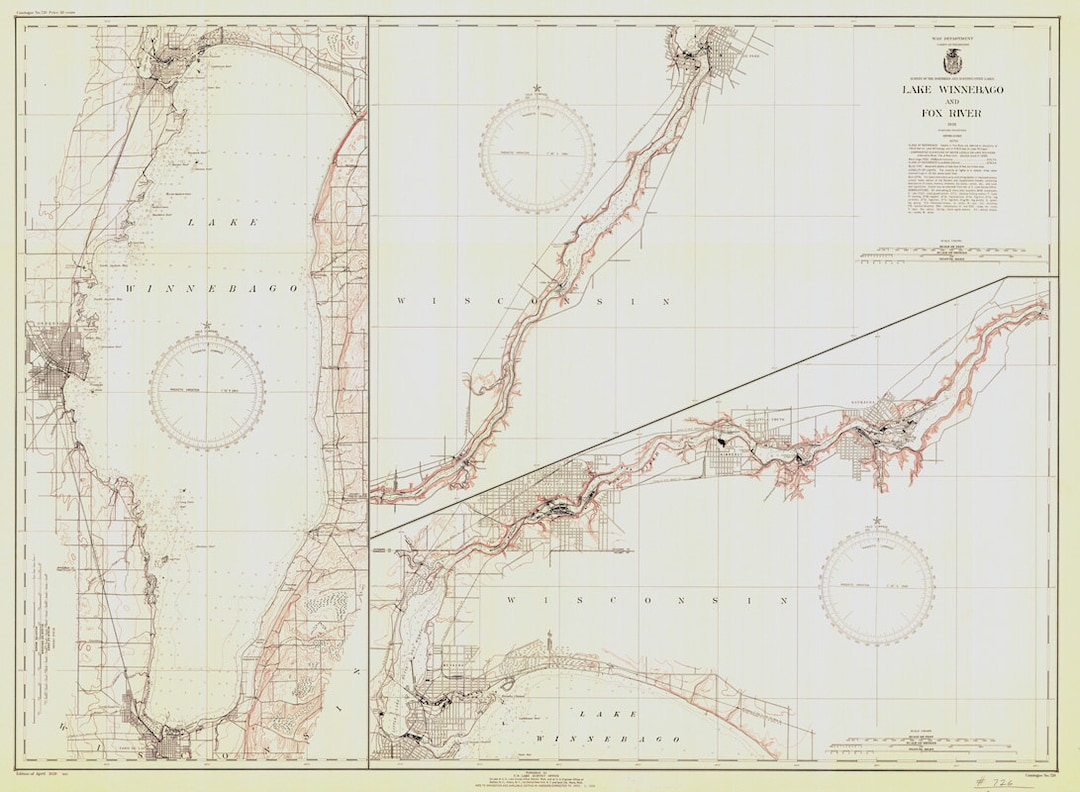 1939 Nautical Map of Lake Winnebago Wisconsin - Etsy