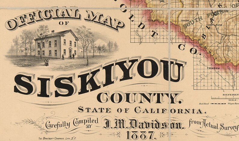 1887 Map of Siskiyou County California - Etsy