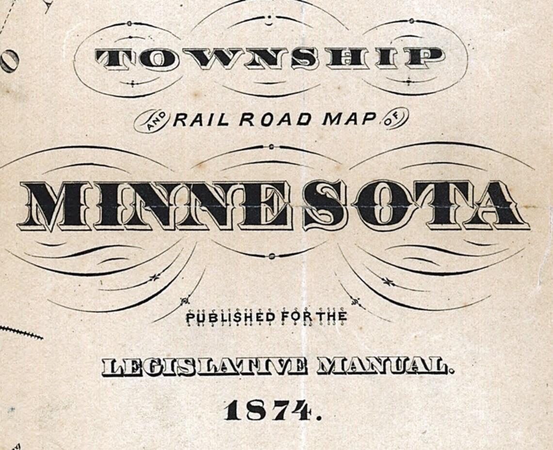 1874 Map of Minnesota Showing Townships & Railroads | Etsy