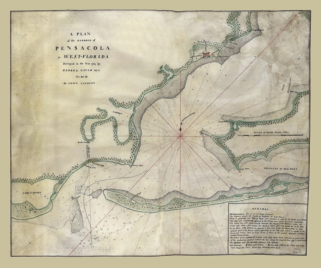 1764 Plan Map of the Pensacola Florida Harbour - Etsy