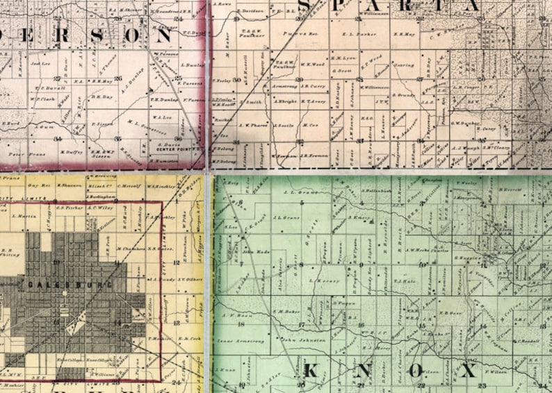 1861 Farm Line Map of Knox County Illinois Galesburg | Etsy