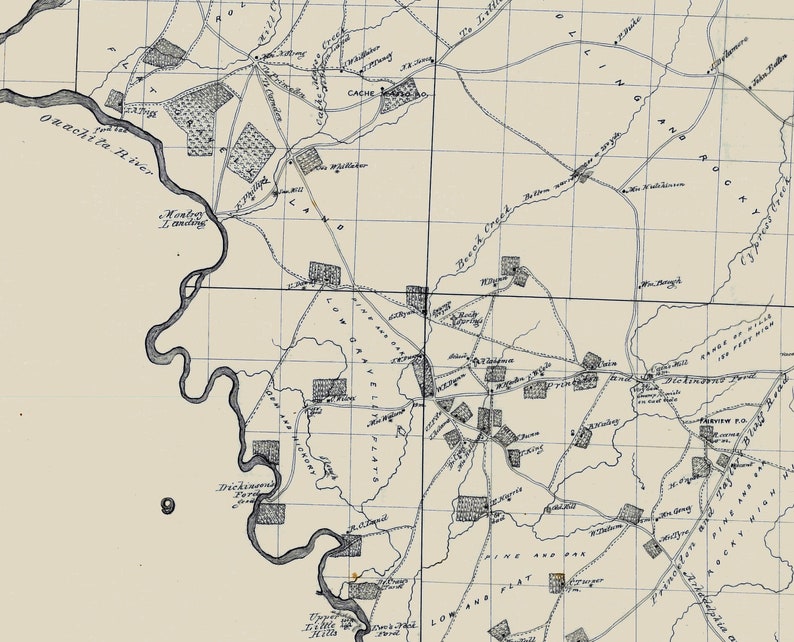 1865 Map of Dallas County Arkansas | Etsy