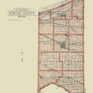 1921 Map of Porter County Indiana - Etsy