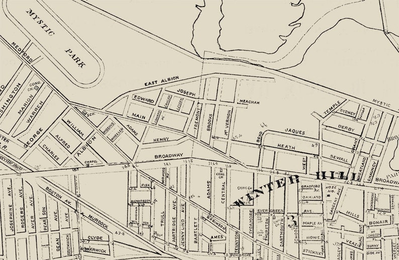 1895 Map of Somerville Massachusetts - Etsy