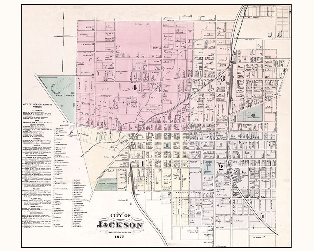 1877 Town Map of Jackson Madison County Tennessee - Etsy