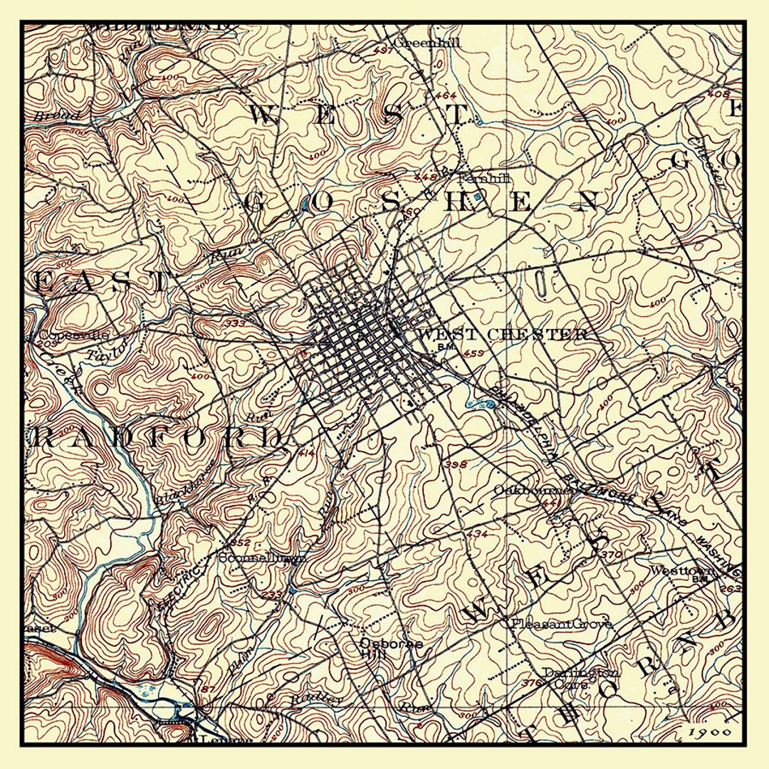 1900 Map of West Chester Pennsylvania - Etsy