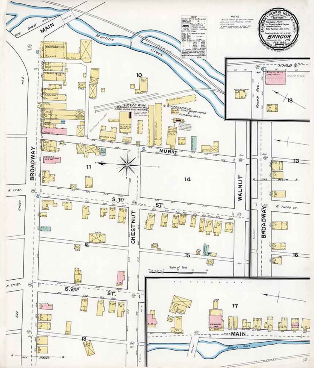 1892 Sanborn Map of Bangor Northampton County Pennsylvania - Etsy