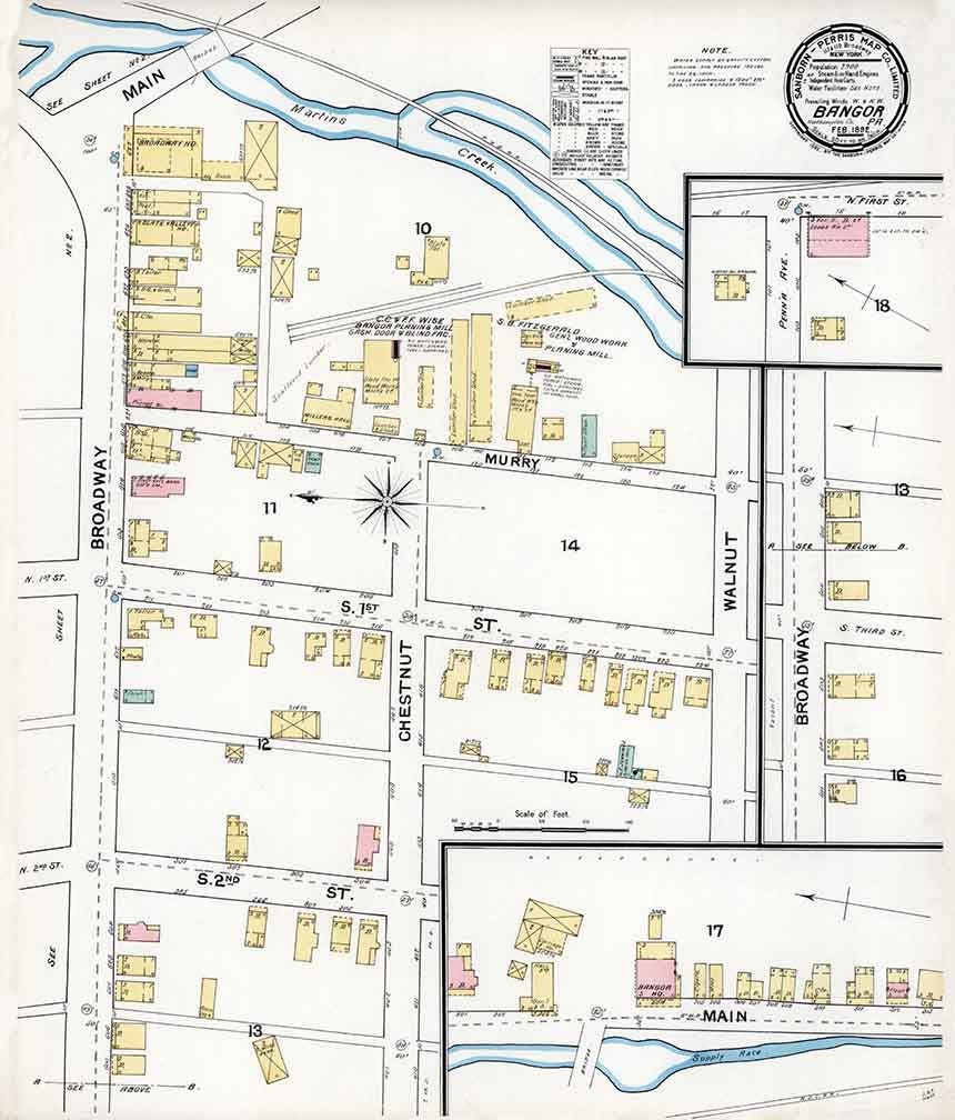 1892 Sanborn Map of Bangor Northampton County Pennsylvania - Etsy