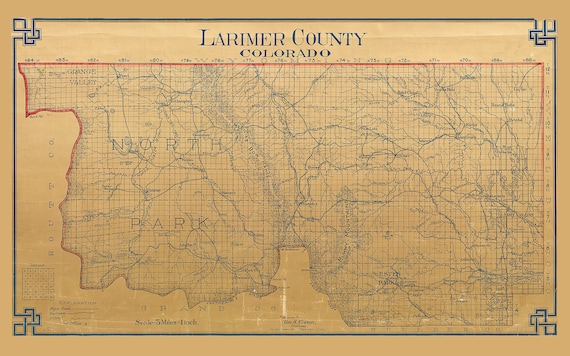 1900 Map of Larimer County Colorado | Etsy