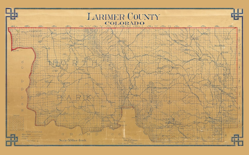 1900 Map of Larimer County Colorado | Etsy