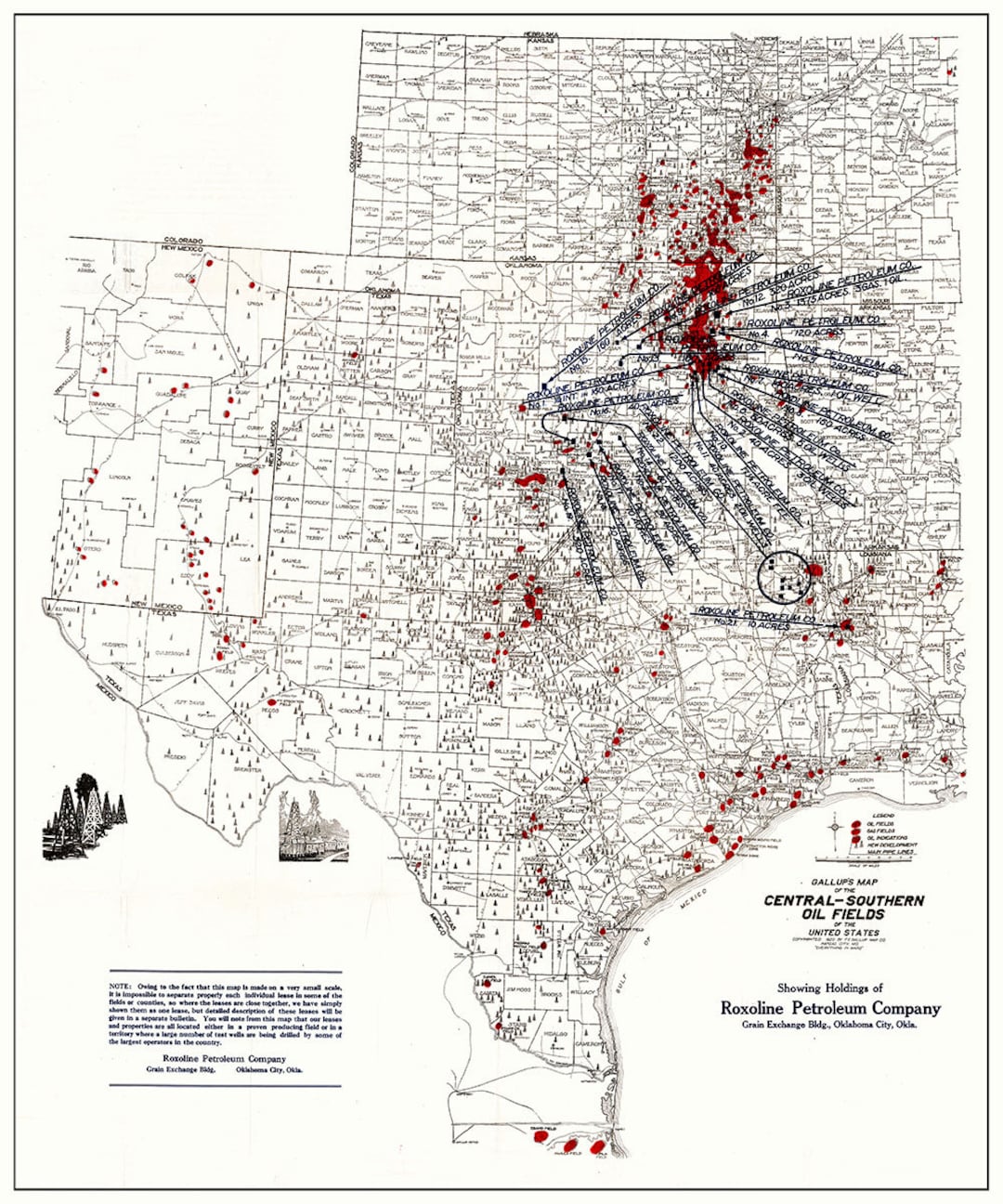1920 Oil Field Map of Oklahoma and Texas - Etsy