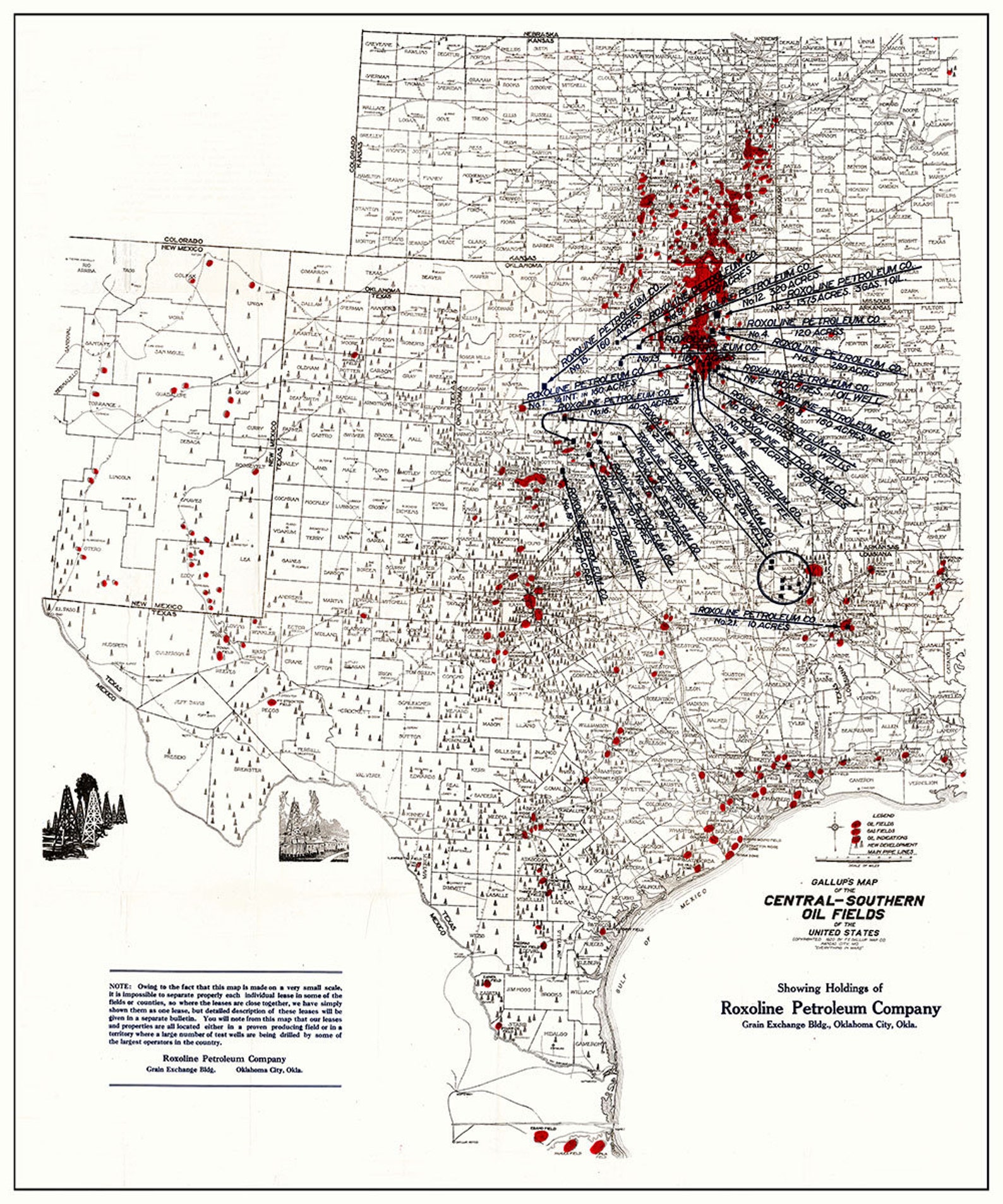 1920 Oil Field Map of Oklahoma and Texas - Etsy