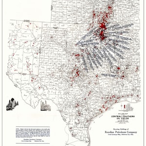 1920 Oil Field Map of Oklahoma and Texas - Etsy