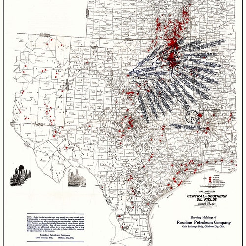 1914 Oil and Gas Field Map of Texas - Etsy