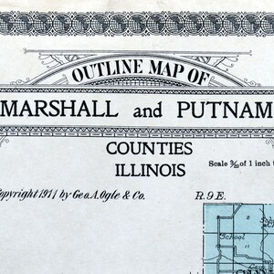 1911 Map of Marshall and Putnam County Illinois - Etsy