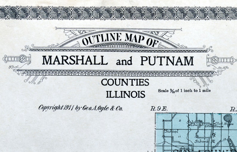 1911 Map of Marshall and Putnam County Illinois - Etsy