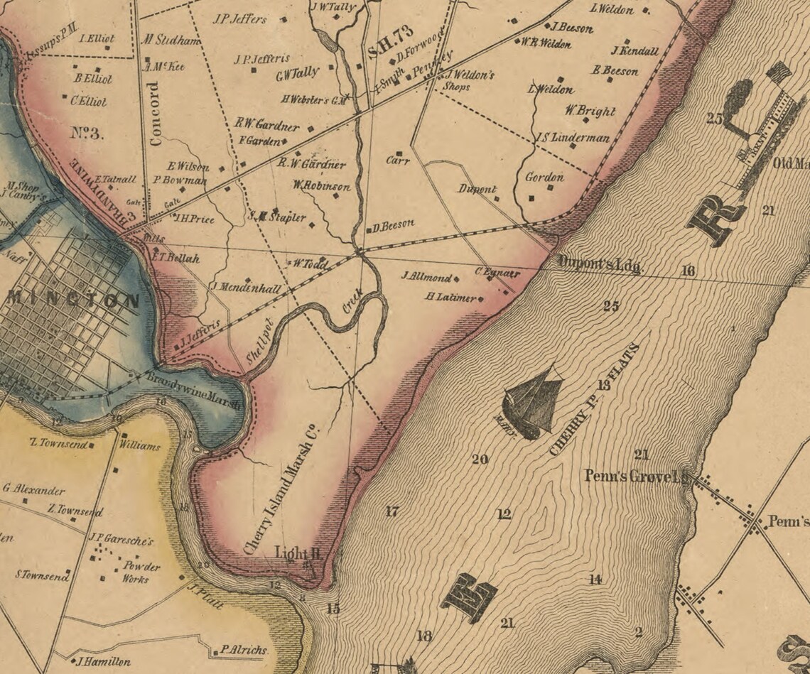 1849 Map of New Castle County Delaware From Original Surveys - Etsy