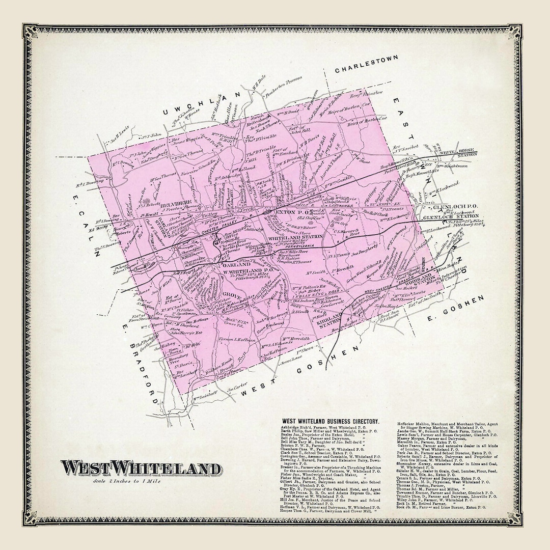 1873 Map of West Whiteland Township Chester County Pennsylvania - Etsy
