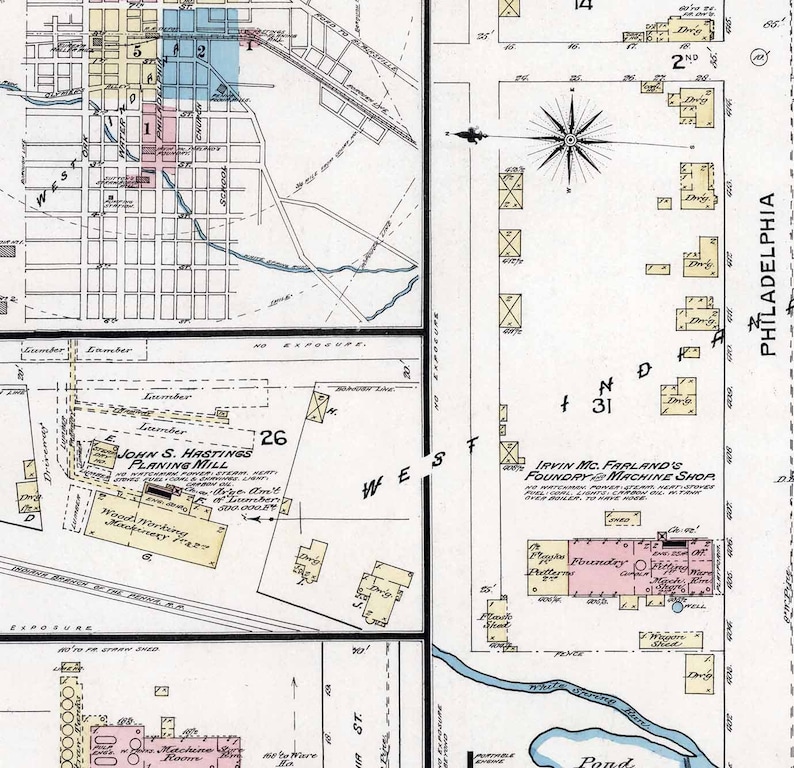 1887 Town Map of Indiana County Pennsylvania | Etsy