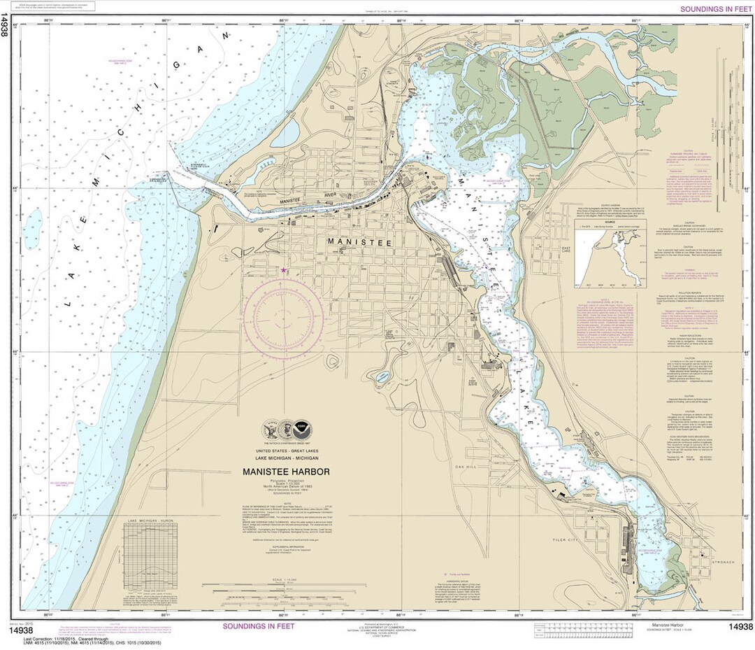 2015 Nautical Map of Manistee Harbor Manistee County Michigan - Etsy